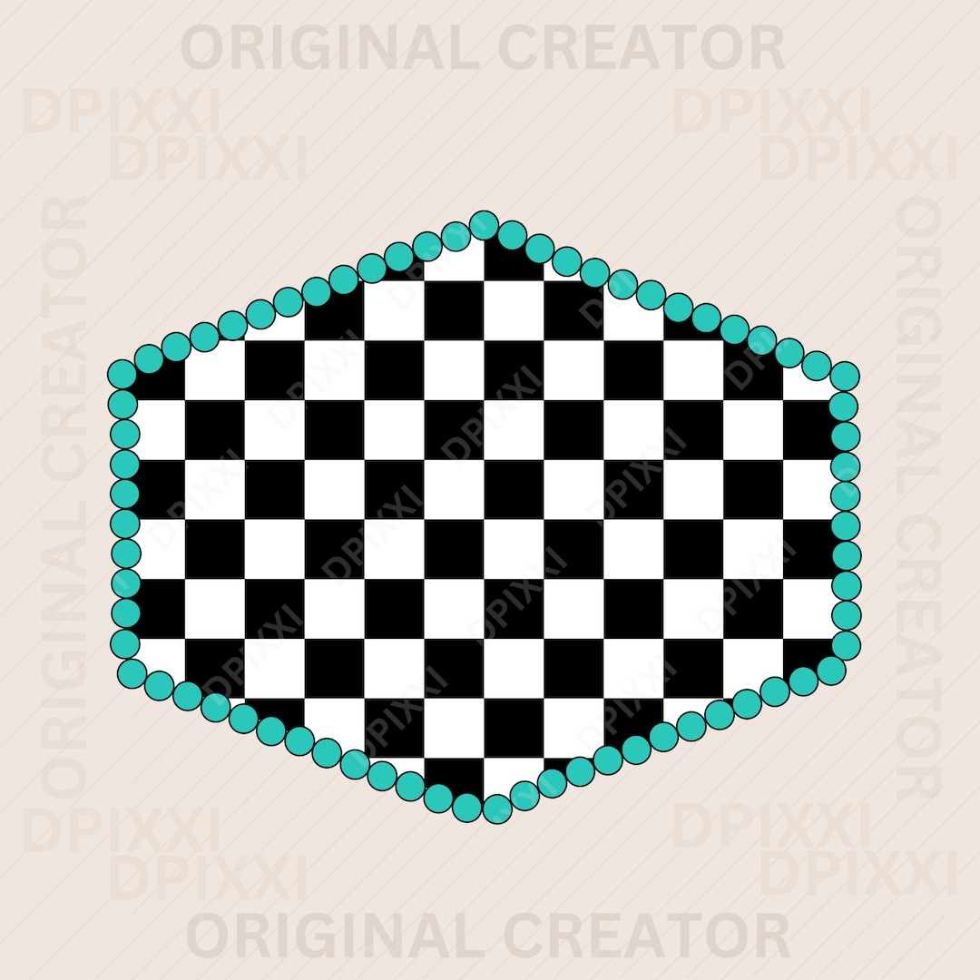 EDITABLE Hexagon Checker Frame Png, Svg * Square Turquoise Frame Art ...