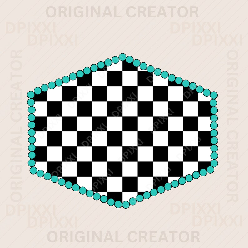 EDITABLE Hexagon Checker Frame Png, Svg * Square Turquoise Frame Art ...