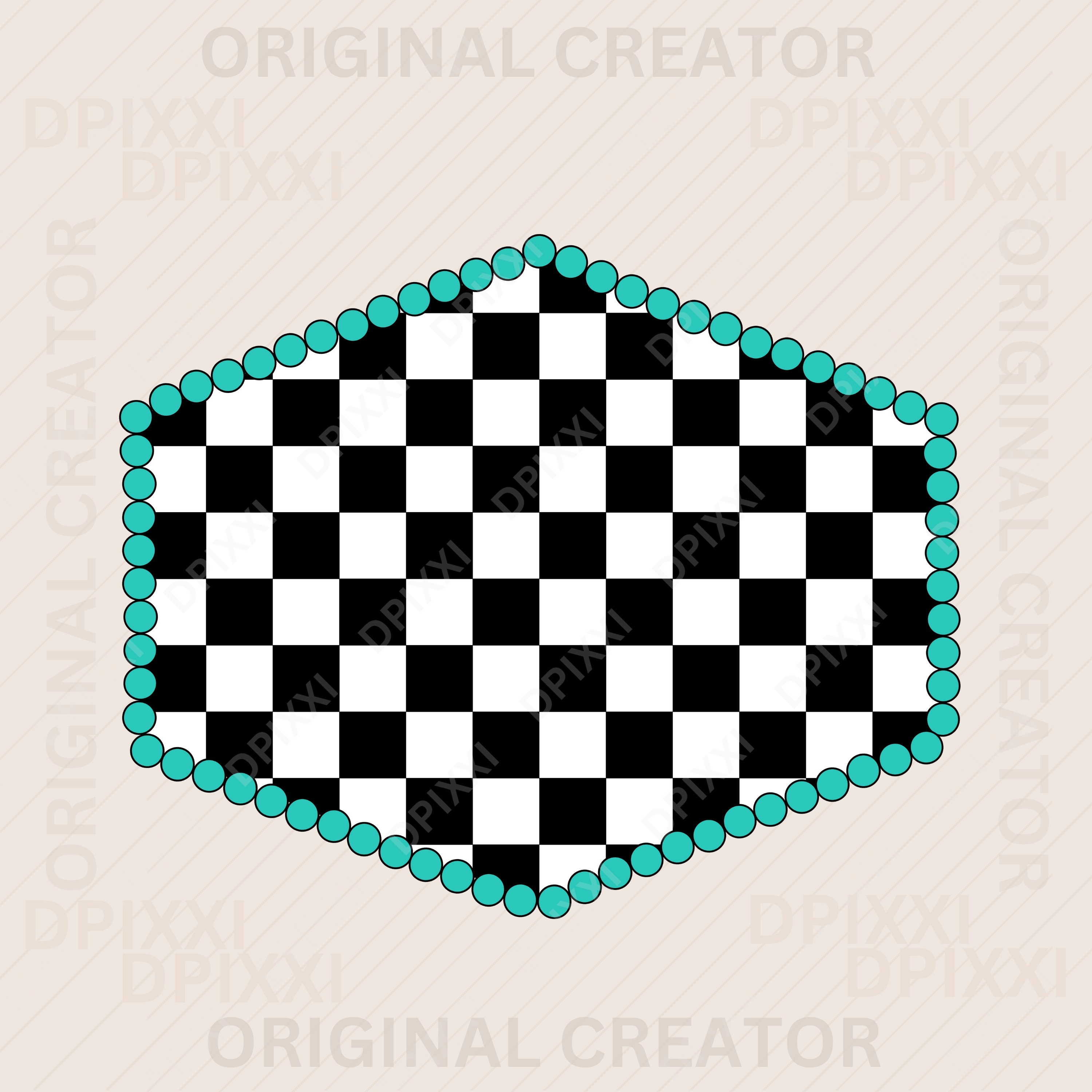 EDITABLE Hexagon Checker Frame Png, Svg * Square Turquoise Frame Art ...