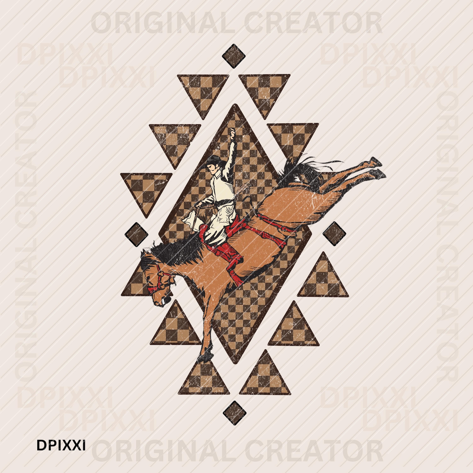 Cowboy Checker Aztec PNG, Western PNG, Aztec PNG, Vintage Rodeo ...