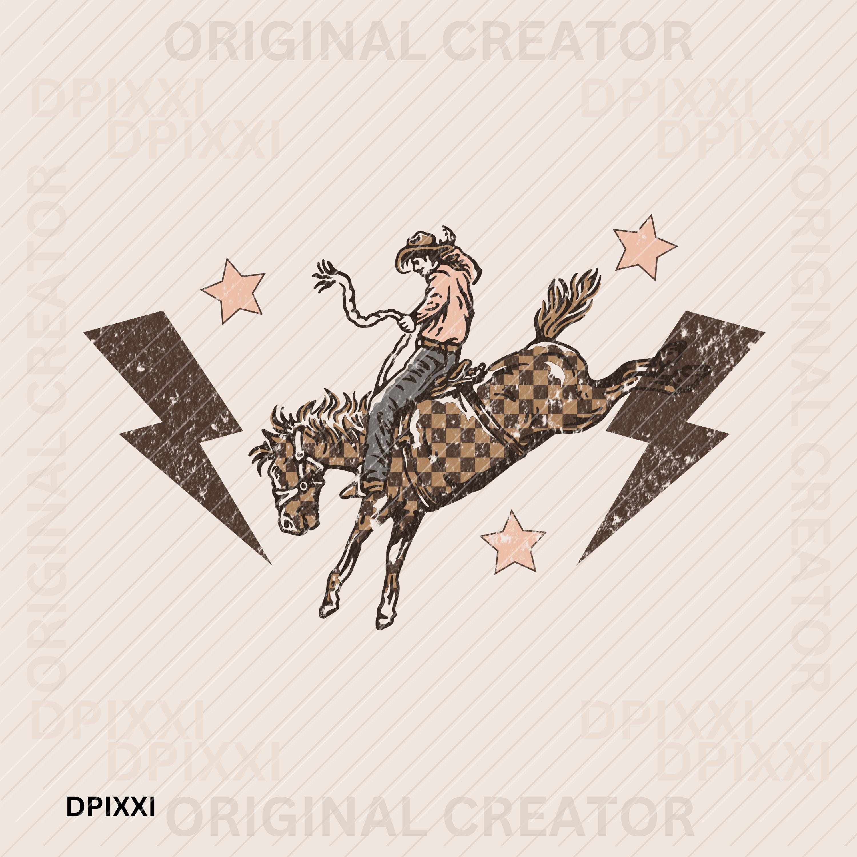 Rodeo Cowboy Checkered Western Instant Digital Download Trendy Western ...