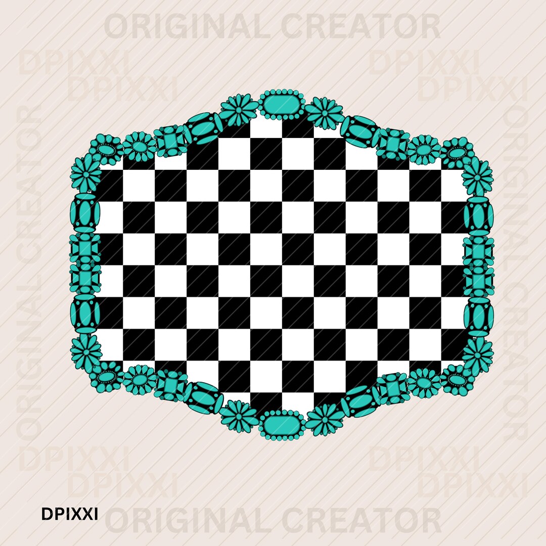 Turquoise Checker Frame Shape Png * Digital Frame Printable Shape PNG ...