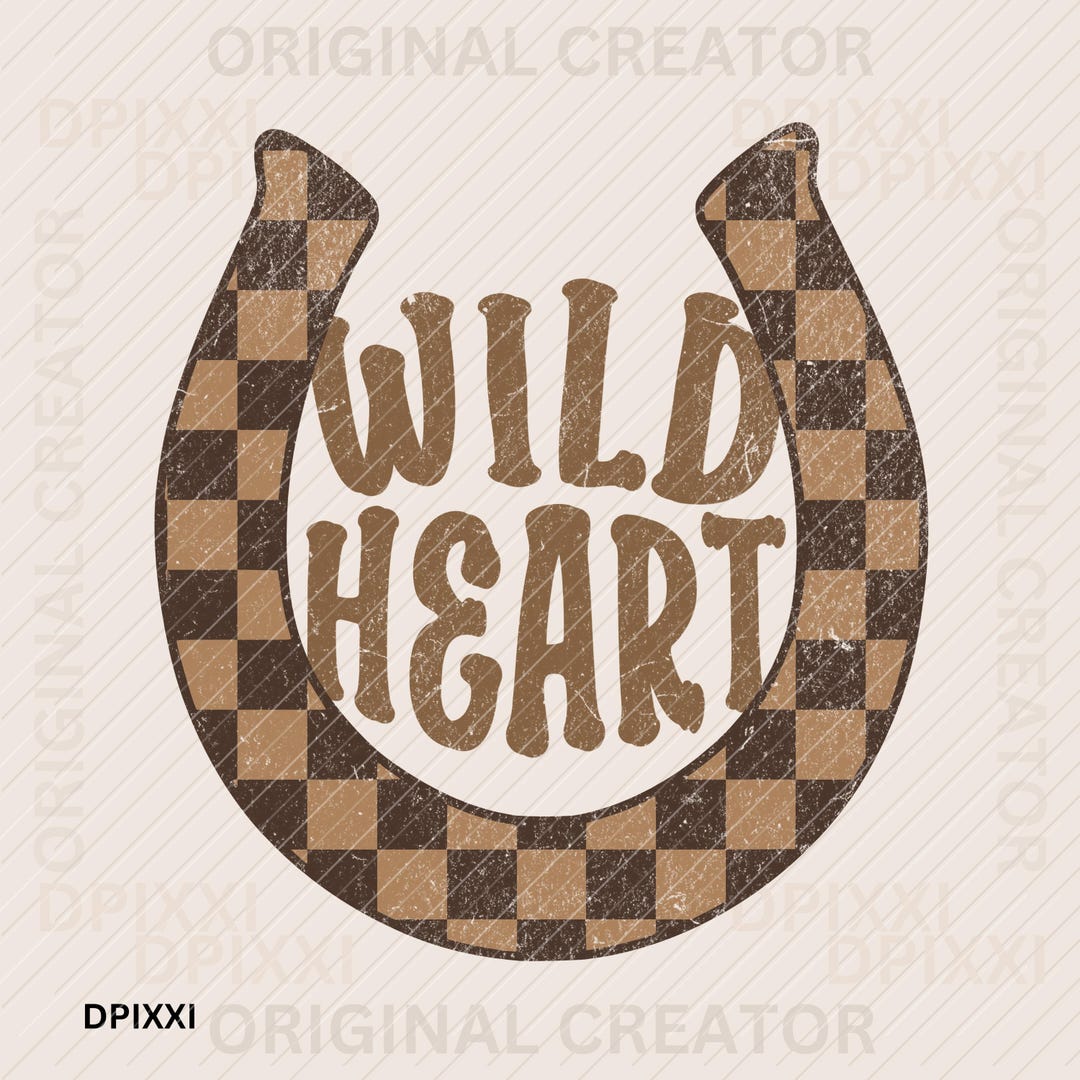 Wild Heart Checker Horse Shoe PNG * Digital Download | Checkered ...