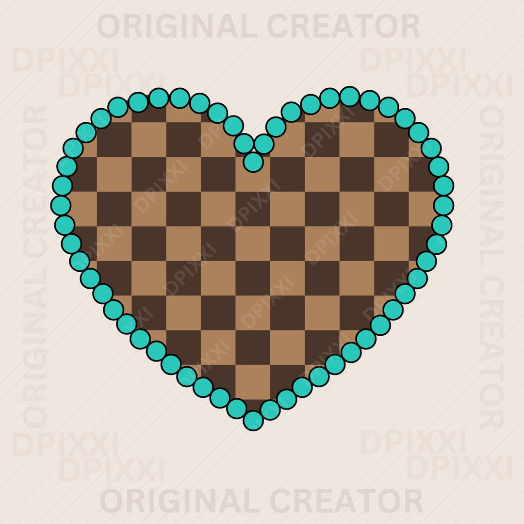 EDITABLE Heart Checker Frame Png, Svg Turquoise Frame, Frame Art Mockup ...