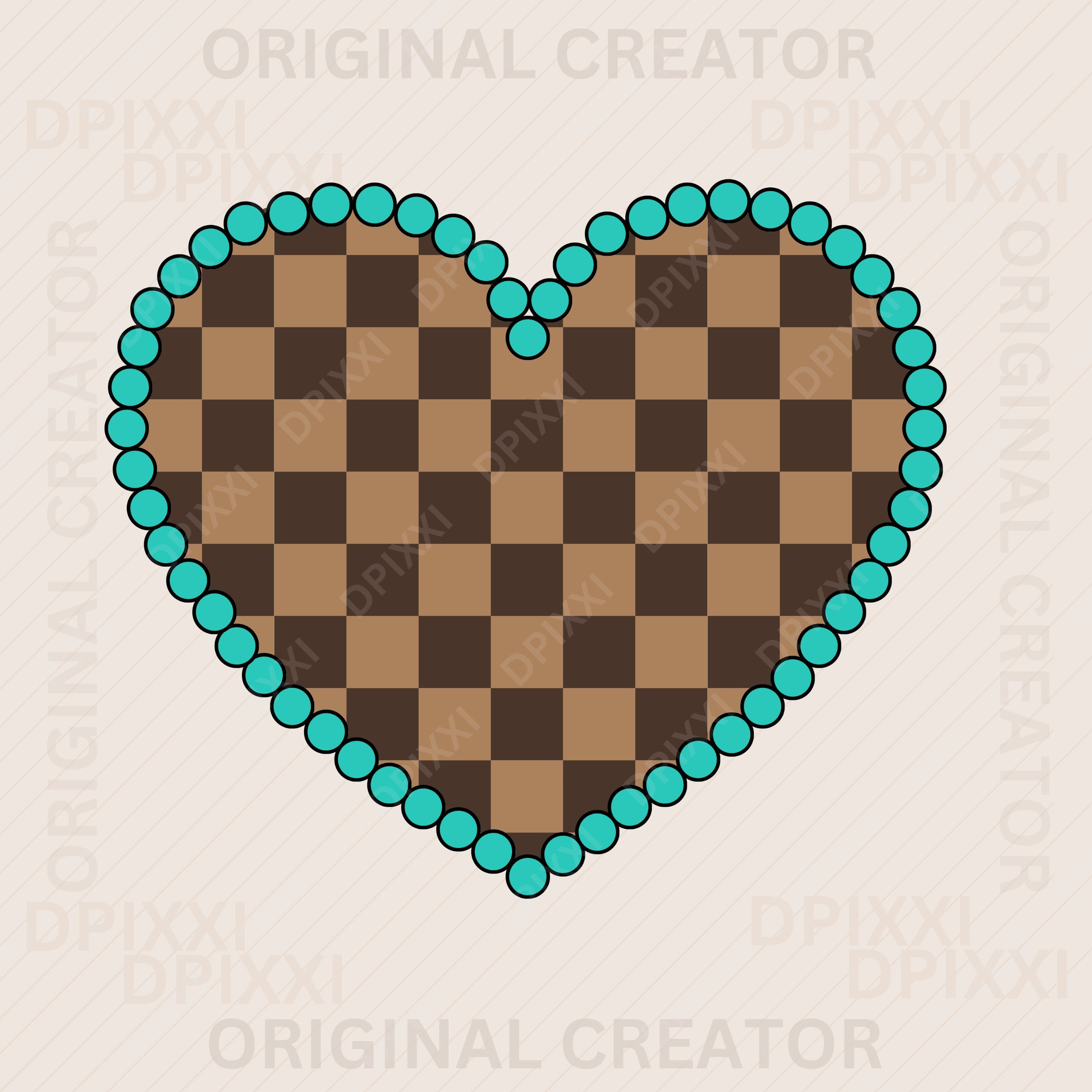 EDITABLE Heart Checker Frame Png, Svg Turquoise Frame, Frame Art Mockup ...