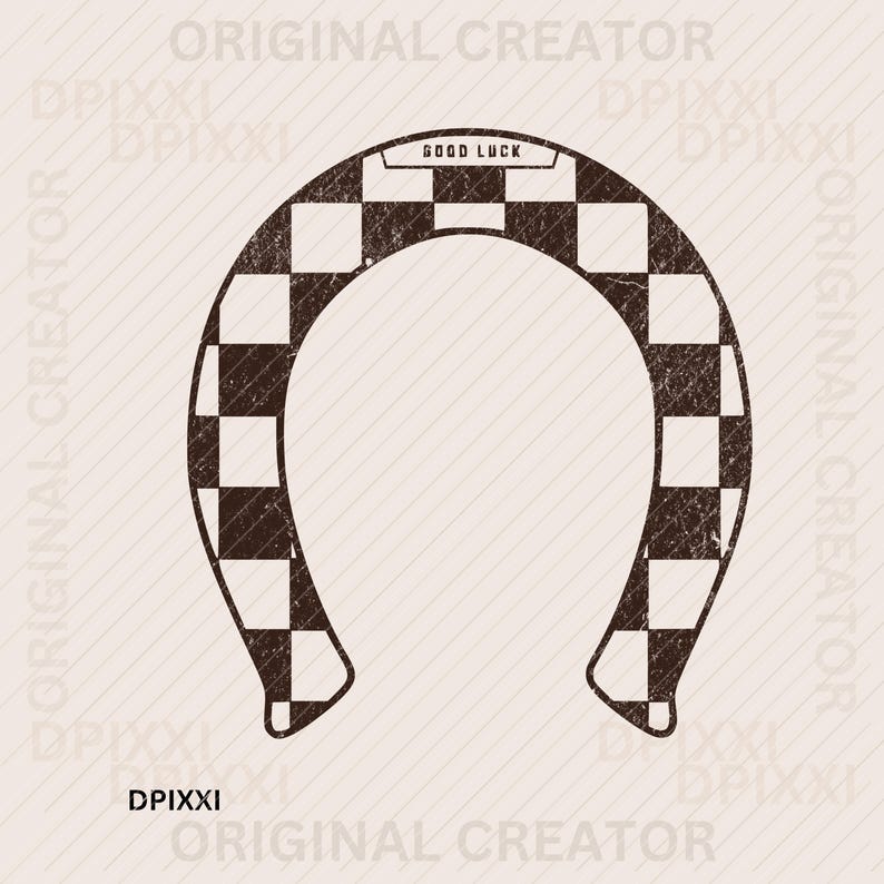 PNG, SVG Good Luck Horseshoe * Rustic Checker Horseshoe Art, Neutral ...
