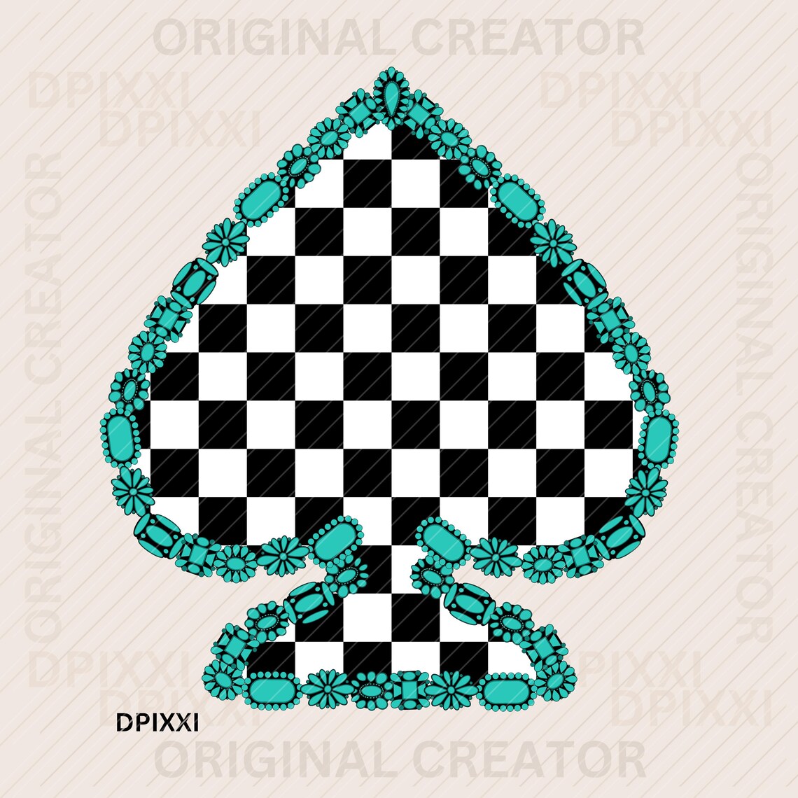 Spade Turquoise Checker Digital Frame Printable Png * Shape Download ...