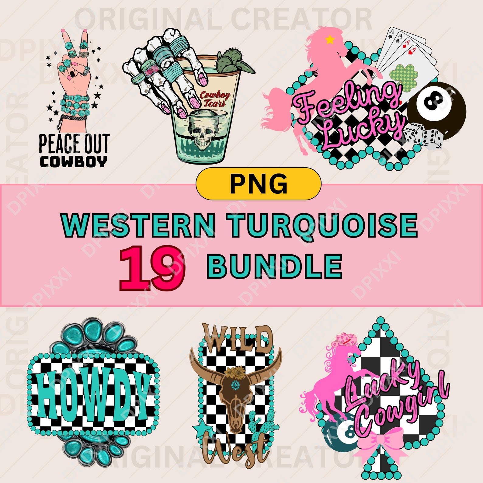 Bundle Turquoise Checker Art * Western Sublimation Bundle PNG, Big ...