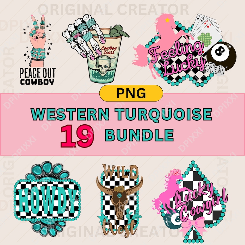 Bundle Turquoise Checker Art * Western Sublimation Bundle PNG, Big ...