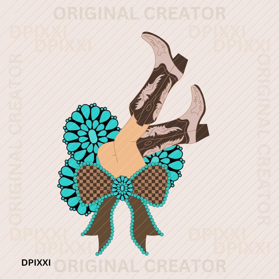Kick Dust Cowgirl Bow Turquoise Boots PNG * Western Instant Digital ...