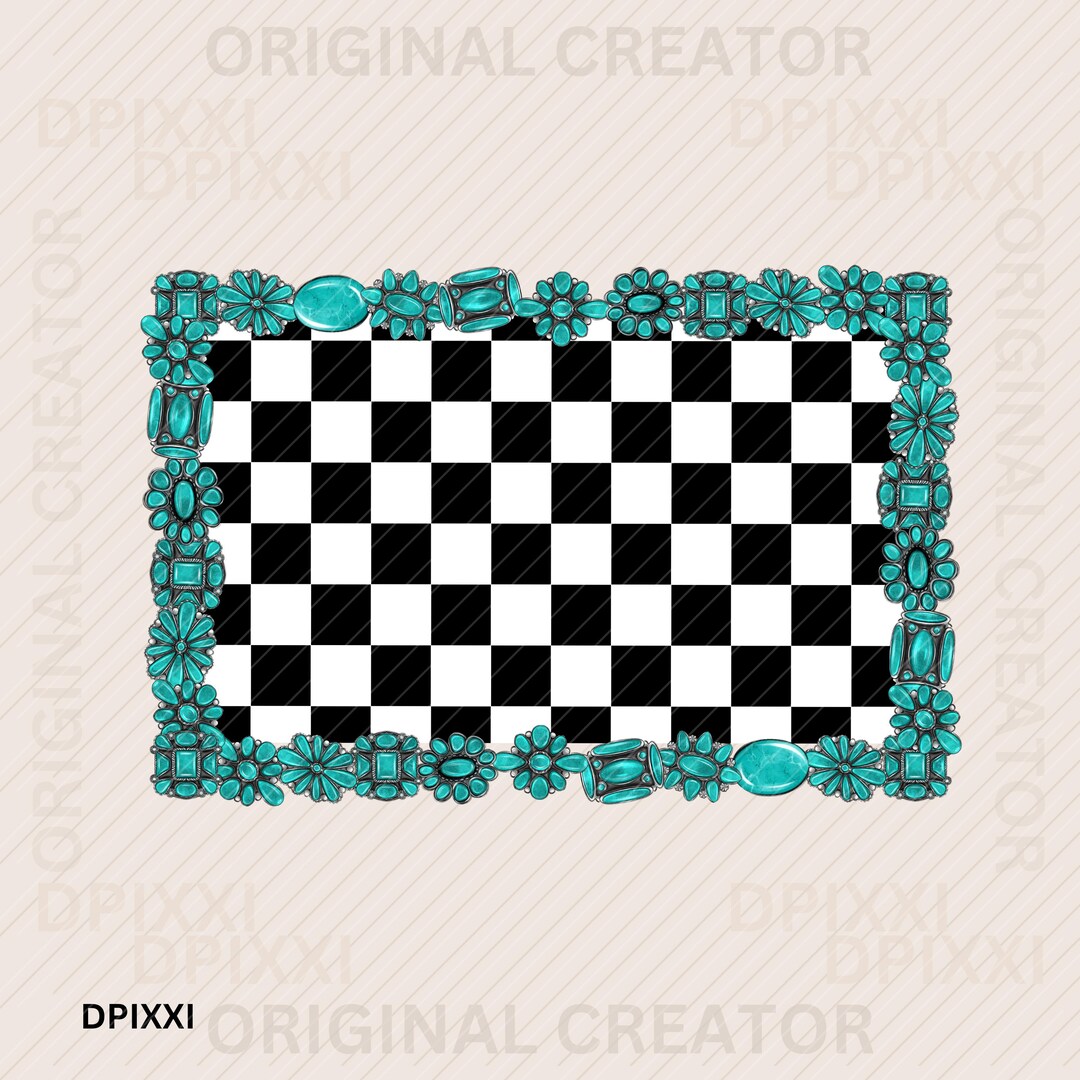 Square Turquoise Frame Png #108 * Turquoise Checker Shape PNG Digital ...