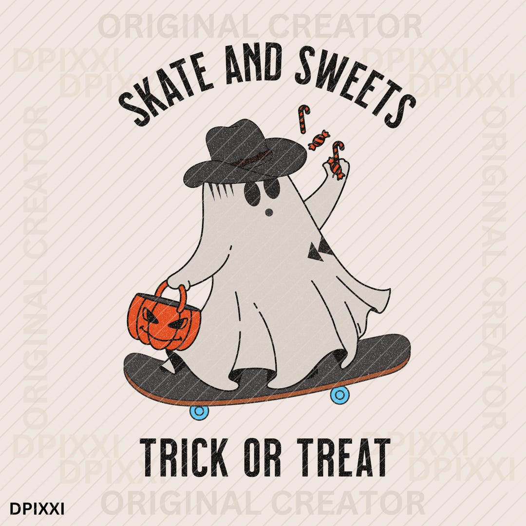 Skating Cowboy Ghost Pass Out Candy Png Instant Digital Download ...