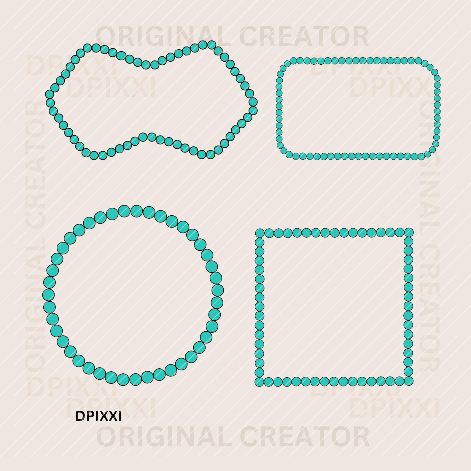 EDITABLE Bundle Turquoise Border Frame Png, Svg * Digital Art Shapes ...