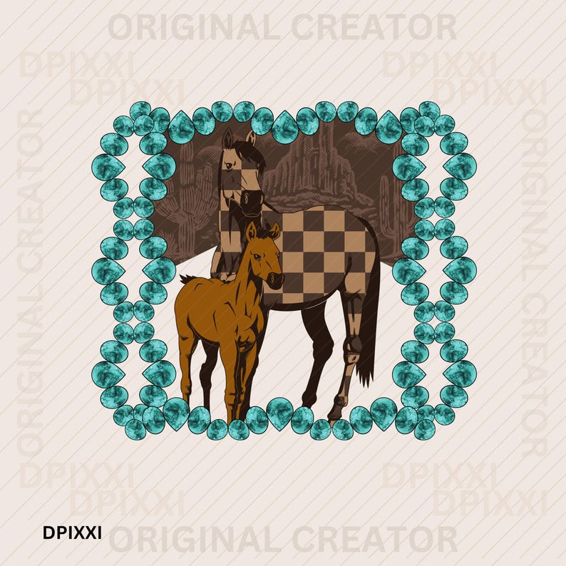 Checker Turquoise Horse Png * Western Png, Family Horse Png, Western ...