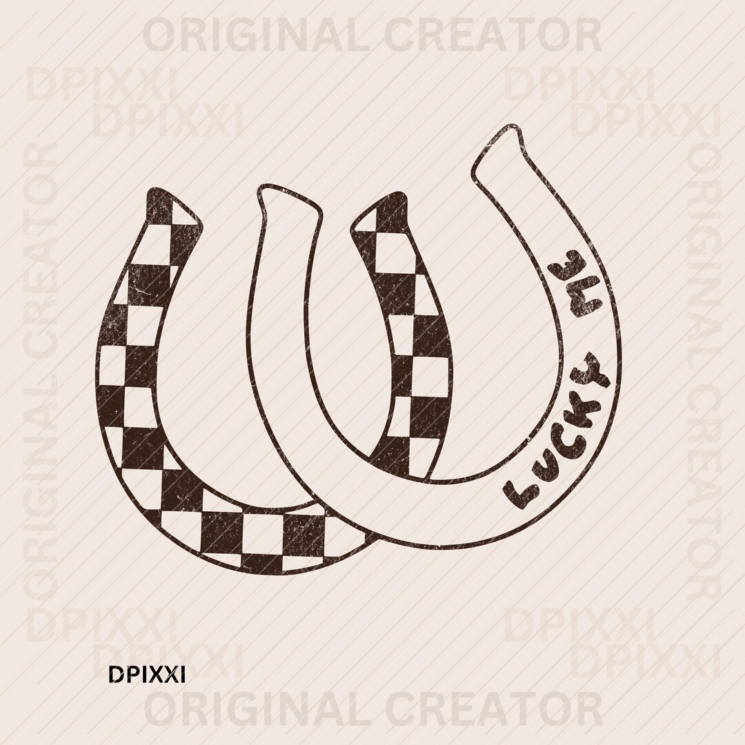PNG, SVG Lucky Me Horseshoe * Rustic Checker Horseshoe Art, Neutral ...