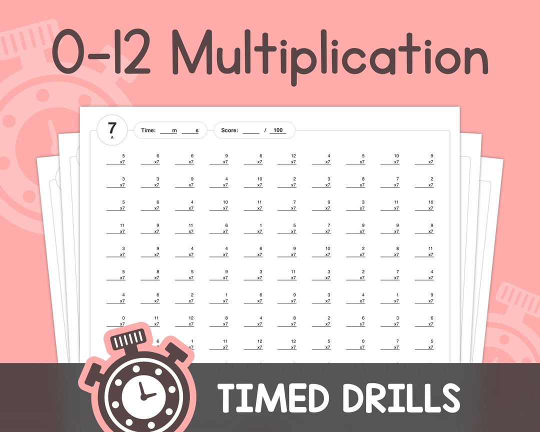 Multiplication Drills 0-12 2nd 3rd 4th Grade - Etsy