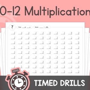 Multiplication Drills 0-12 2nd 3rd 4th Grade - Etsy
