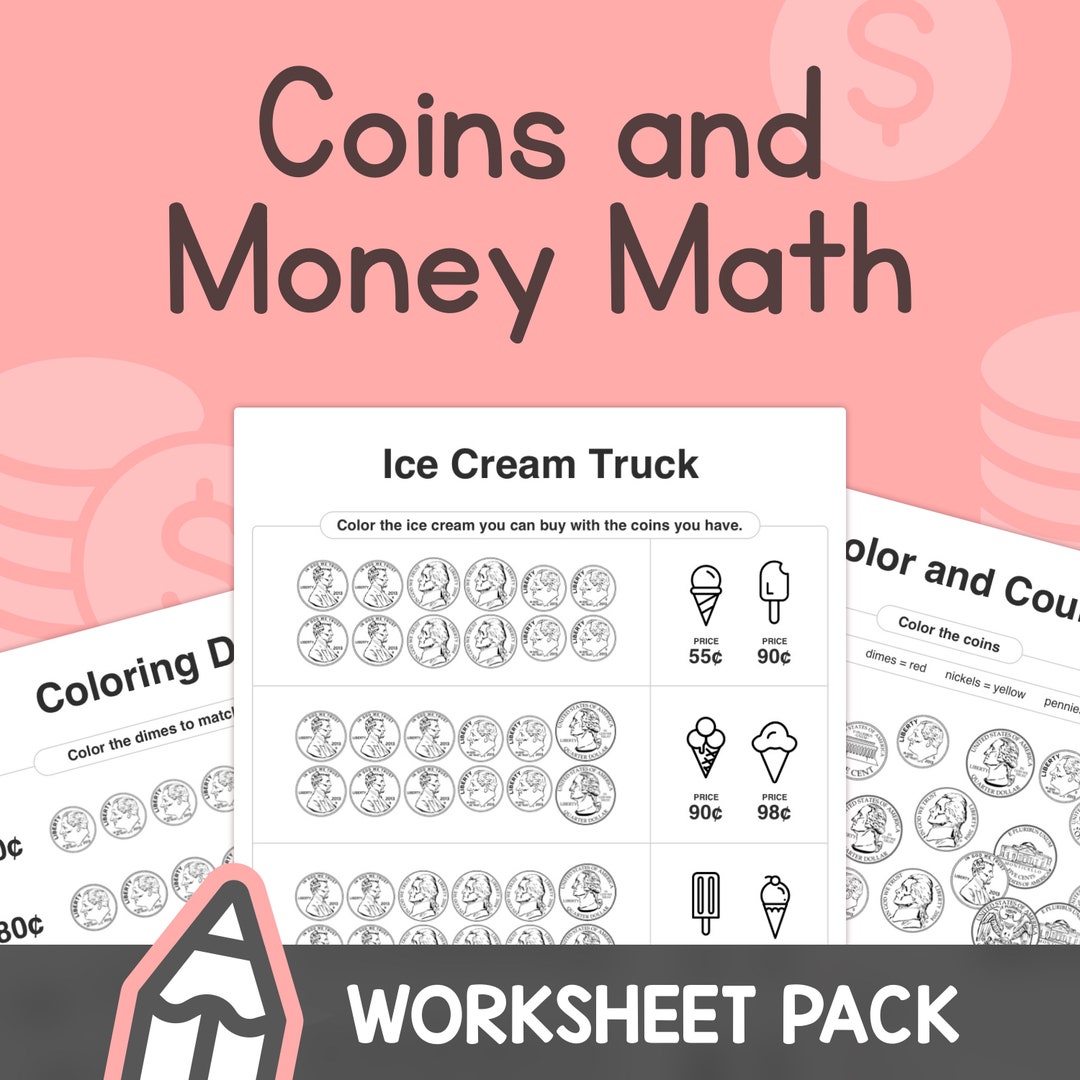 Coins and Money Math – K, 1st, 2nd Grade Coin Worksheets – no Prep ...
