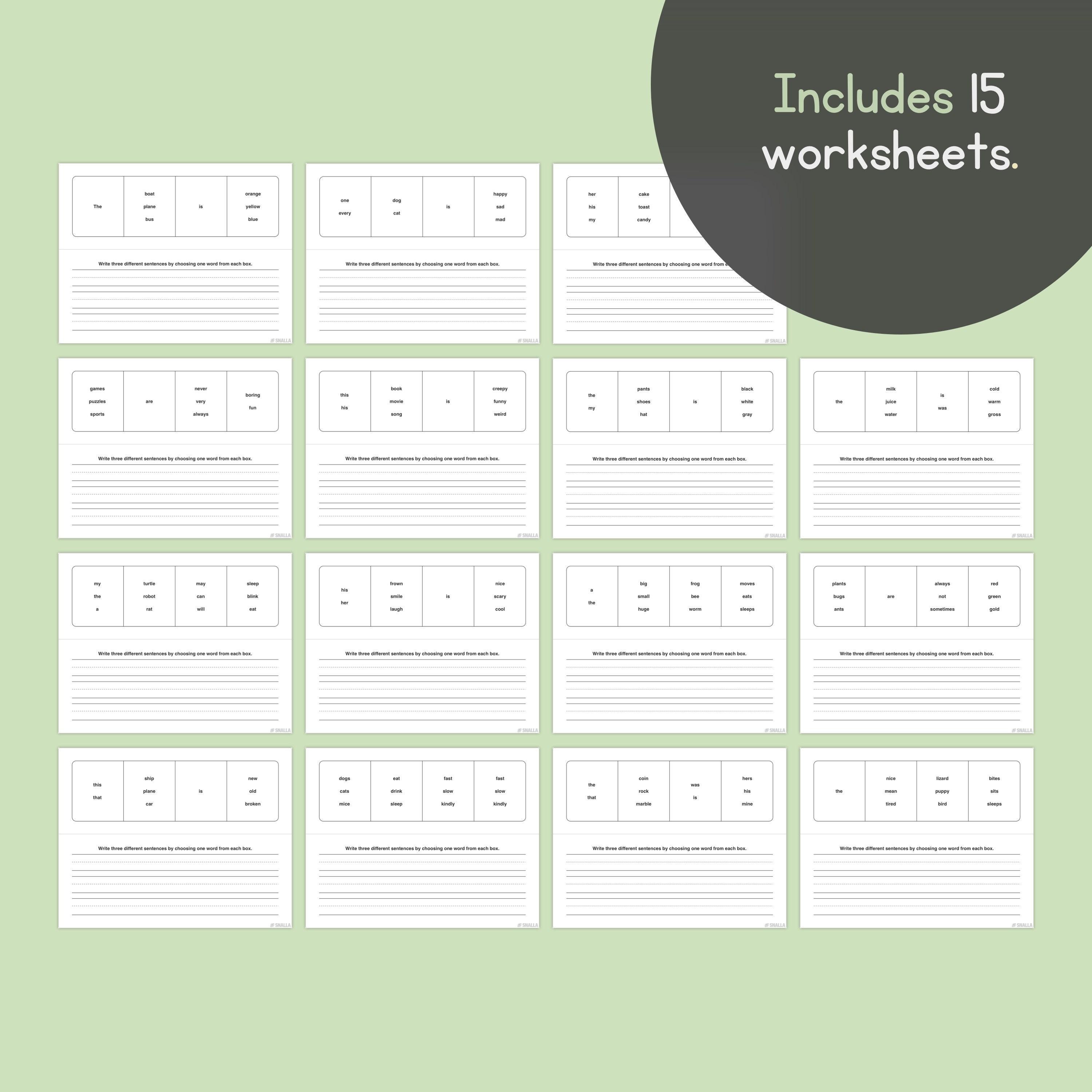 Beginner Sentences – K, 1st, 2nd Grade Writing Sentences & Vocabulary ...