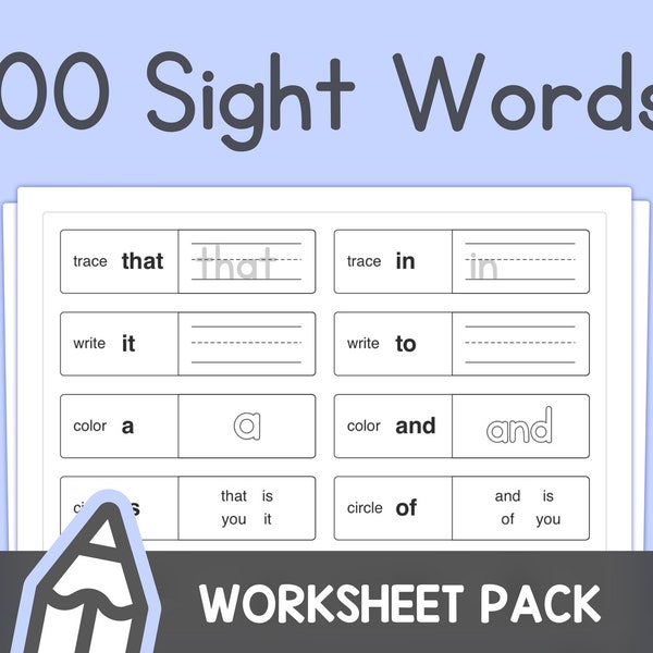 First Grade Sight Words Printable - Etsy