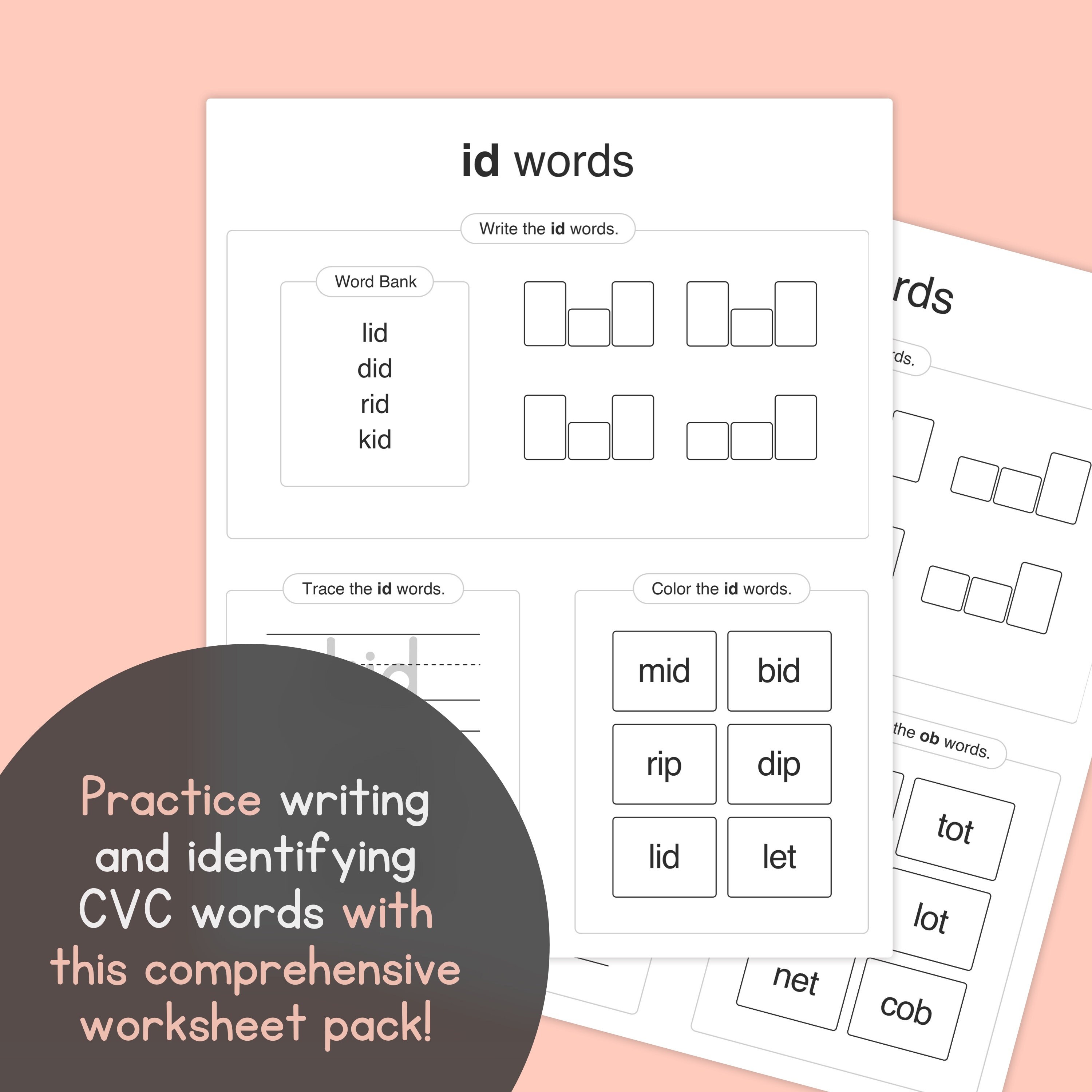 CVC Words – K, 1st Grade Phonics & Sounding Out Words Worksheets – no ...