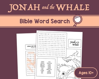 Jonah and the Whale Word Search - Etsy