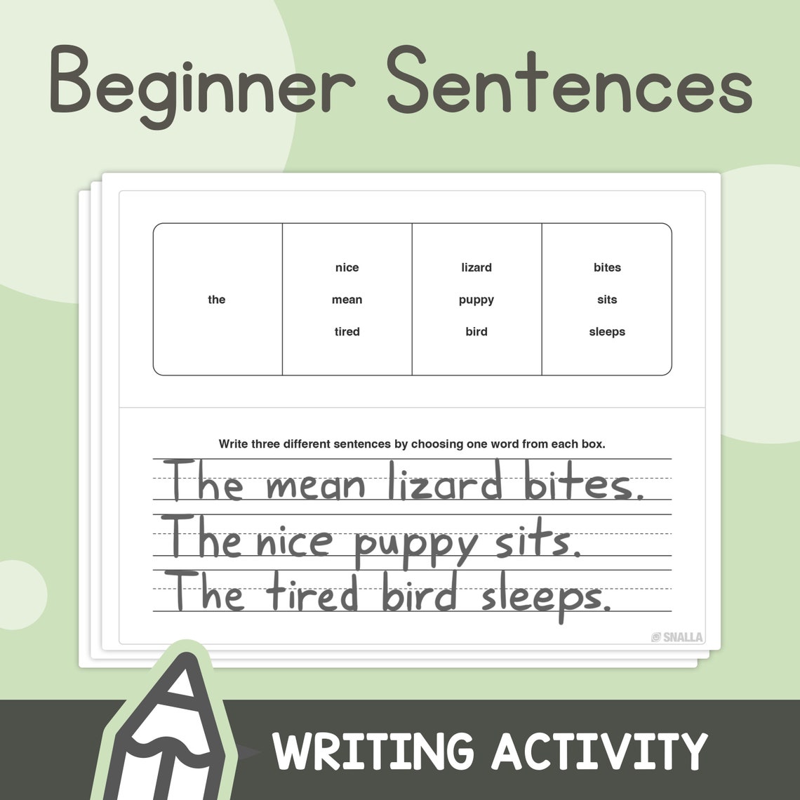 Beginner Sentences – K, 1st, 2nd Grade Writing Sentences & Vocabulary ...