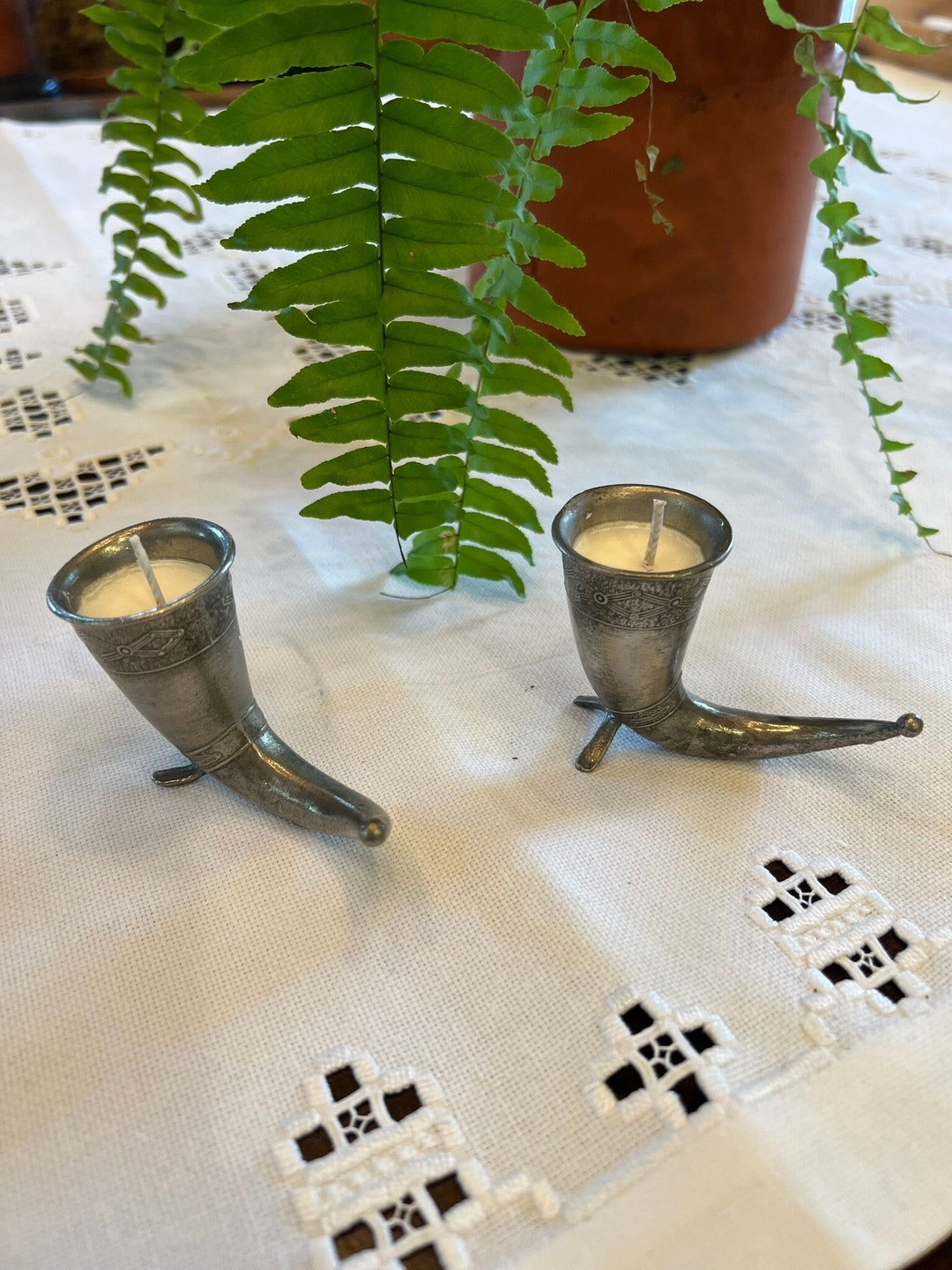 Vintage Pewter Viking Drinking Horns Tea Lights - Etsy