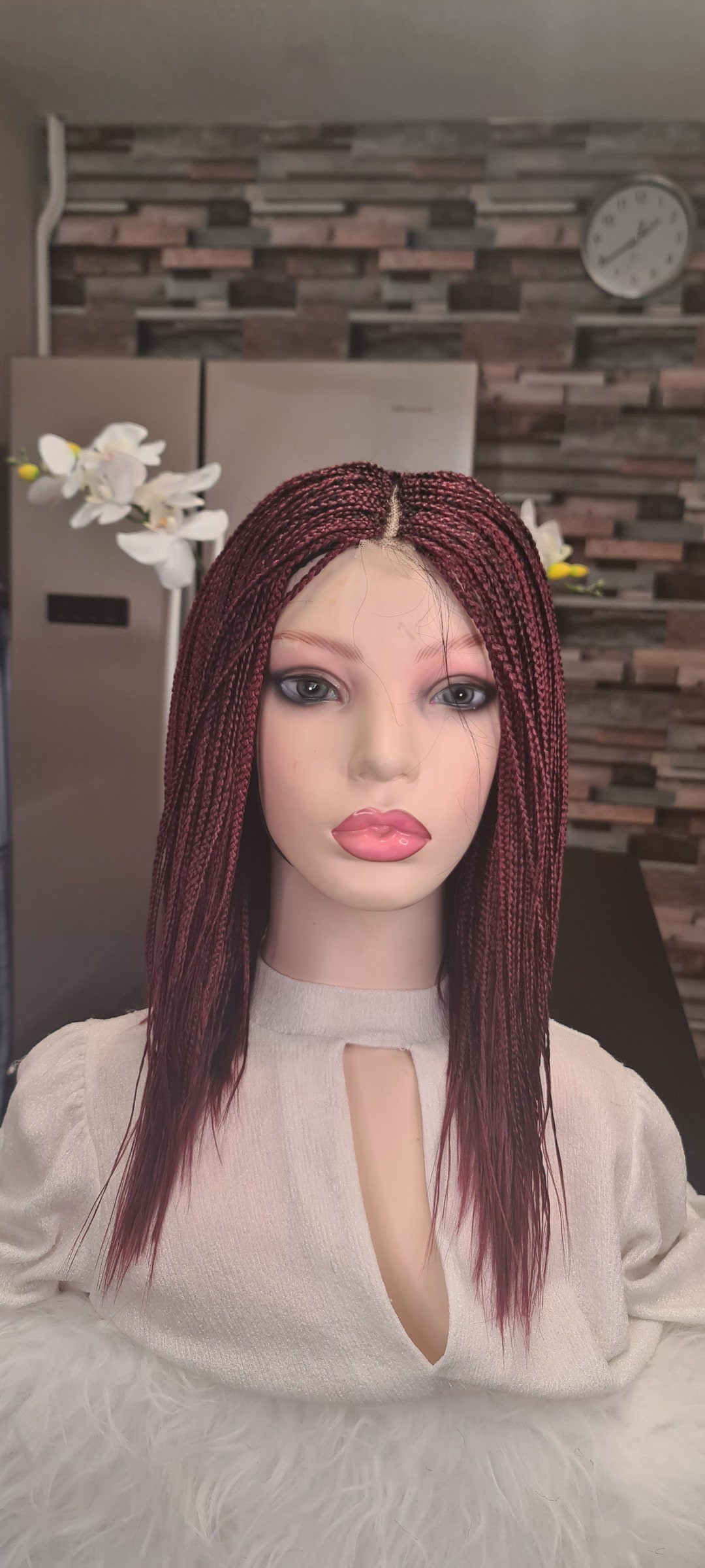 Closure Box Braids, Ready to Ship * Custom Made, Hand Made Braided Wig ...