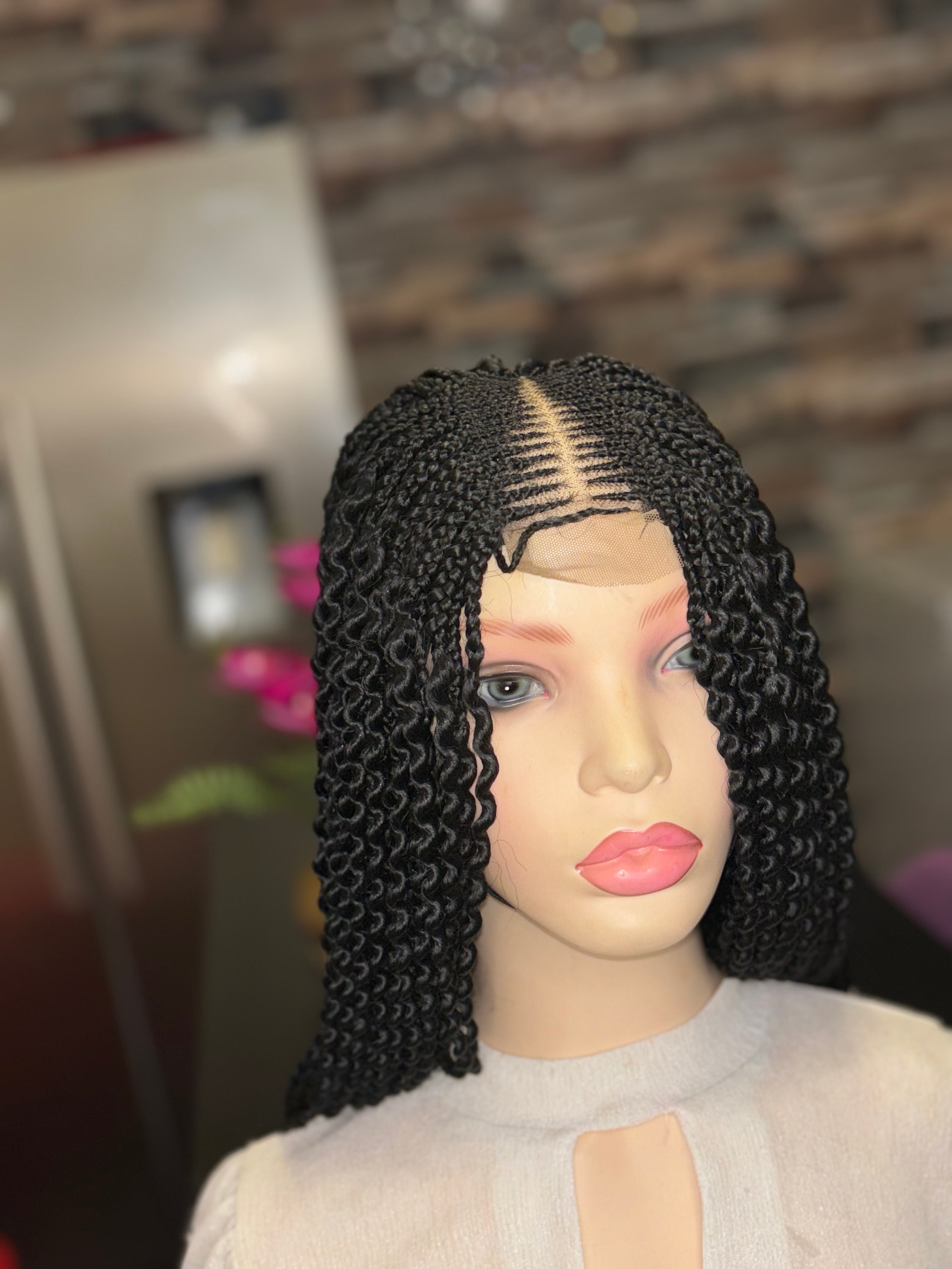 Braided Wigs on Etsy , Hand Made Braided Wig, Closure Wig Curly Braided ...