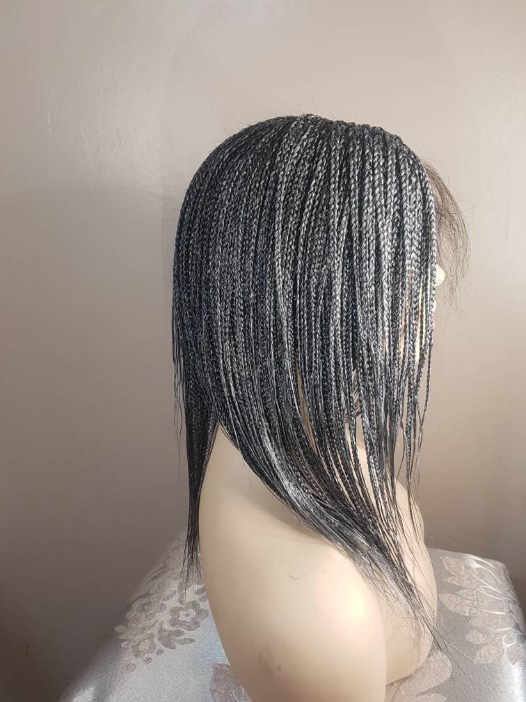 Grey Braided Wig Grey Mix Wig Black and Grey Wig Colour 50 - Etsy
