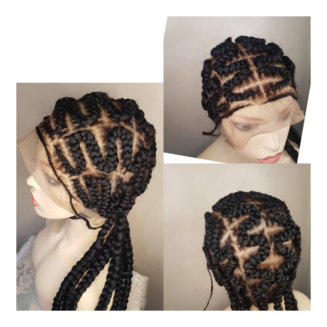 Braided Lace Wig Zig Zag Hair Hand Braided Wigs Hd Lace - Etsy