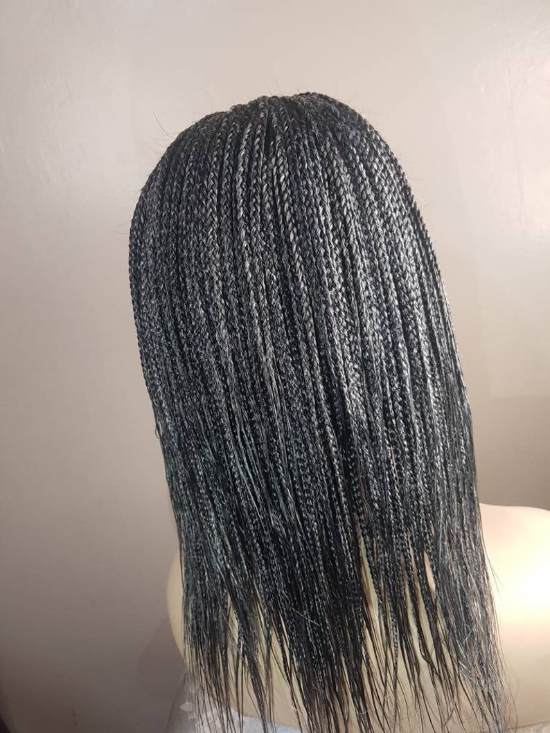 Grey Braided Wig, Grey Mix Wig, Black and Grey Wig, Colour 50 Grey Wig ...