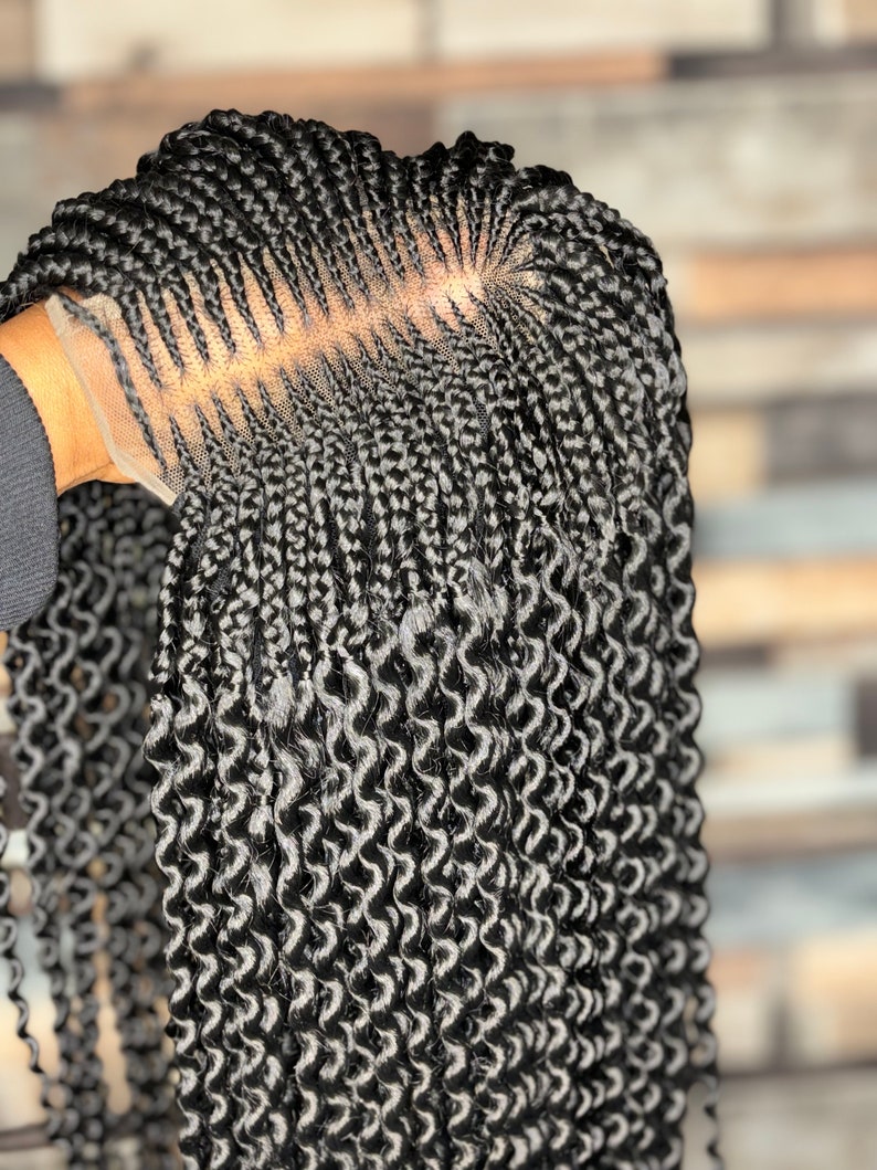 Braided Wigs on Etsy , Hand Made Braided Wig, Closure Wig Curly Braided ...