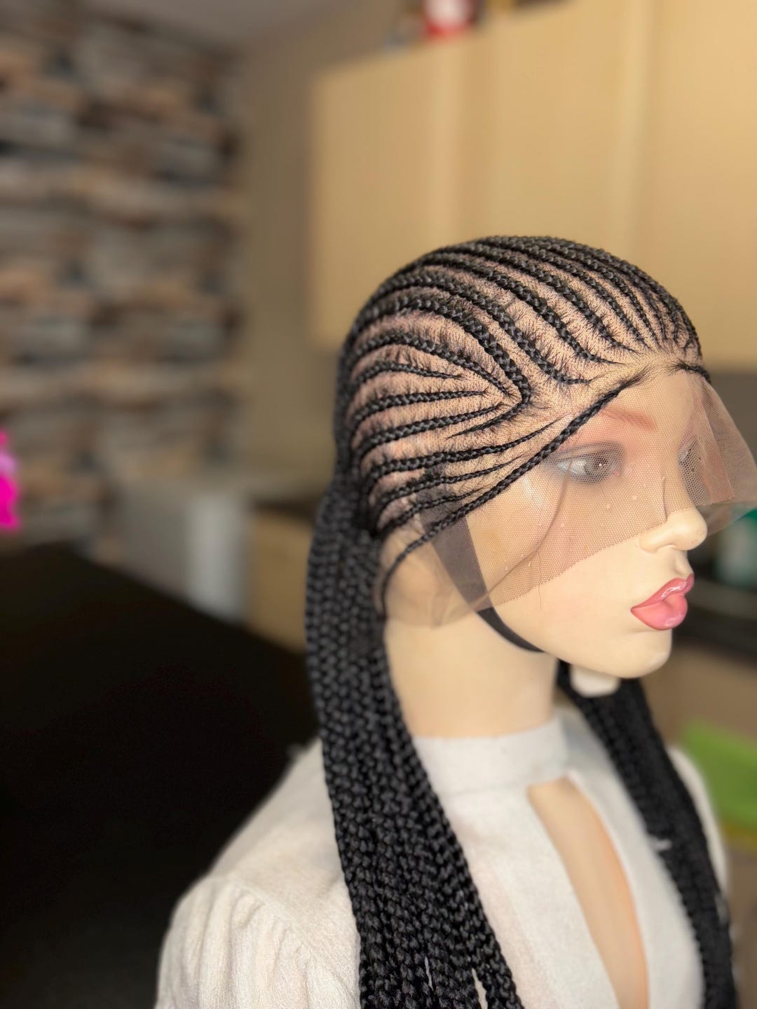Braided Lace Wig, All Back Hair , Hand Braided Wigs, Hd Lace Wig ...