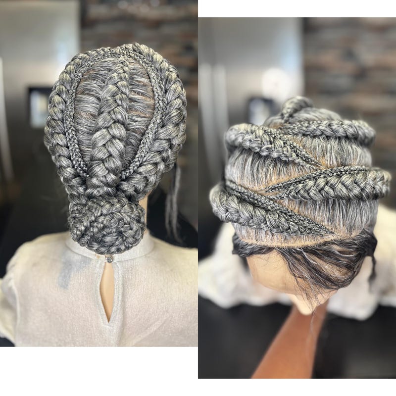 Grey Braid Wig Black Woman - Etsy UK
