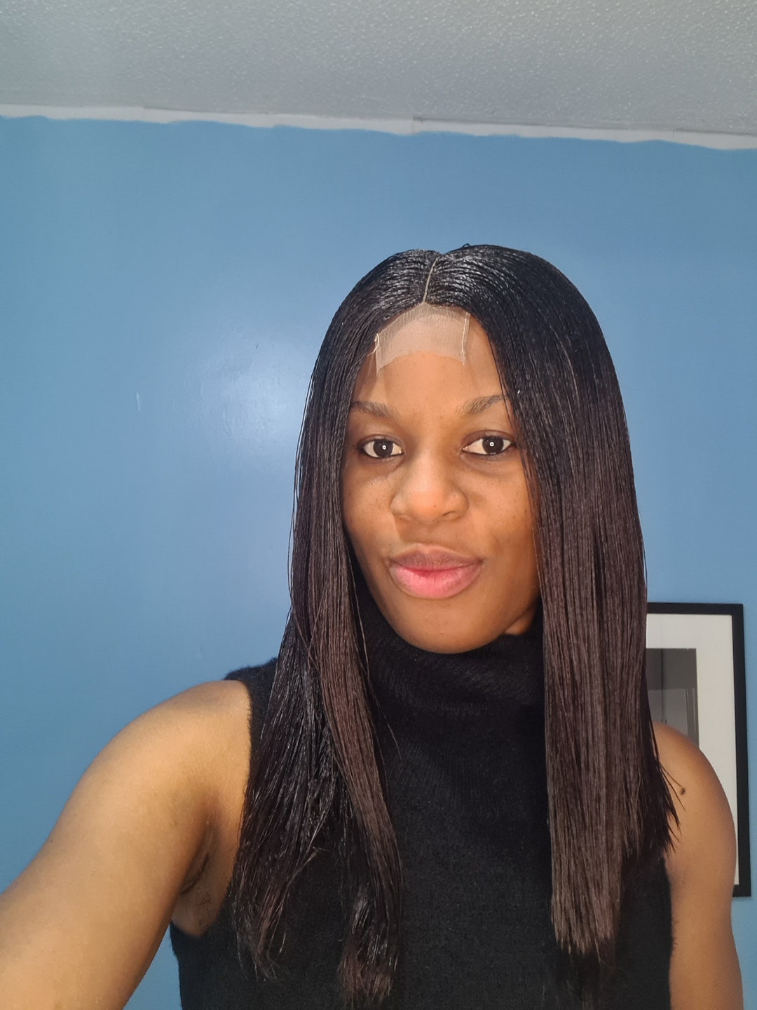 Braided Lace Wig, 2x4 Closure Braided Wig, Super Skinny Twist, Lace ...