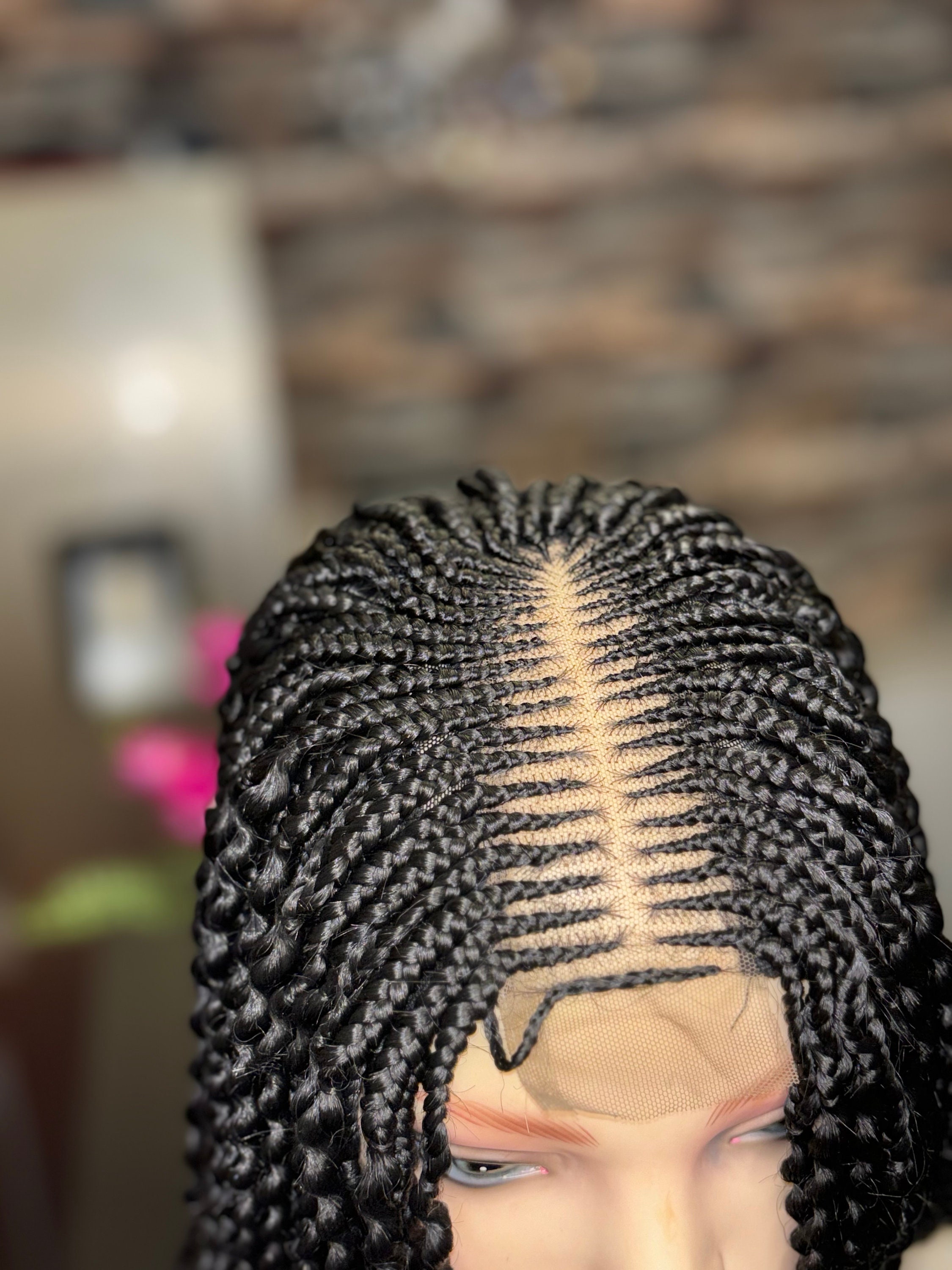 Braided Wigs on Etsy , Hand Made Braided Wig, Closure Wig Curly Braided ...