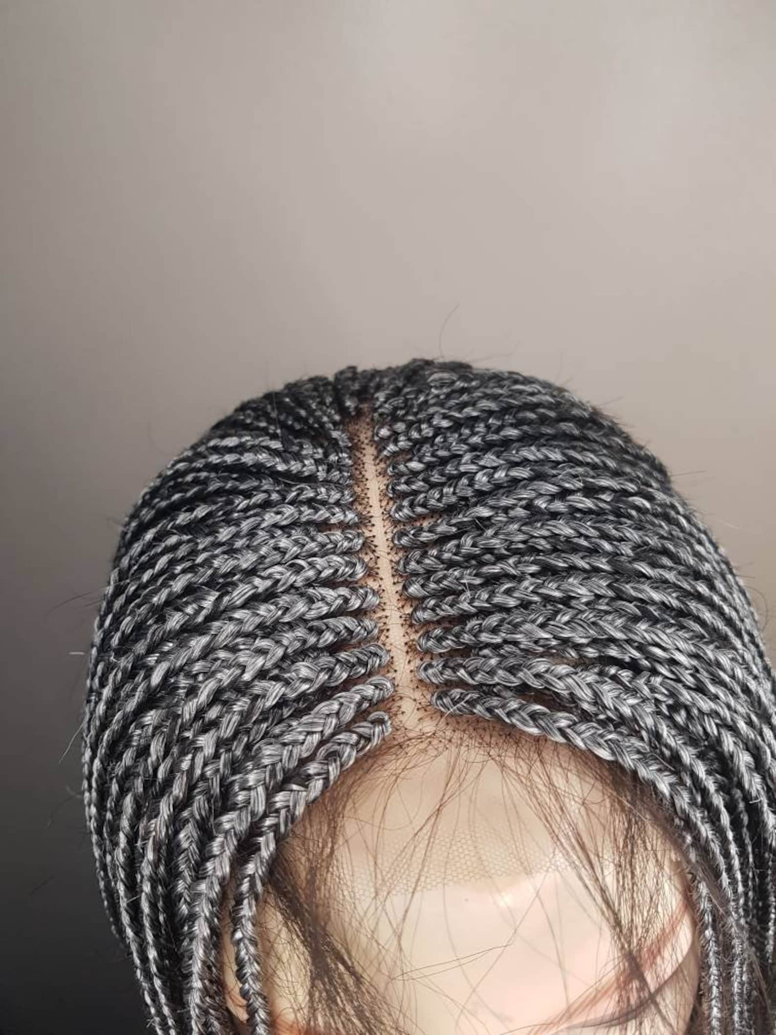 Grey Braided Wig Grey Mix Wig Black and Grey Wig Colour 50 - Etsy