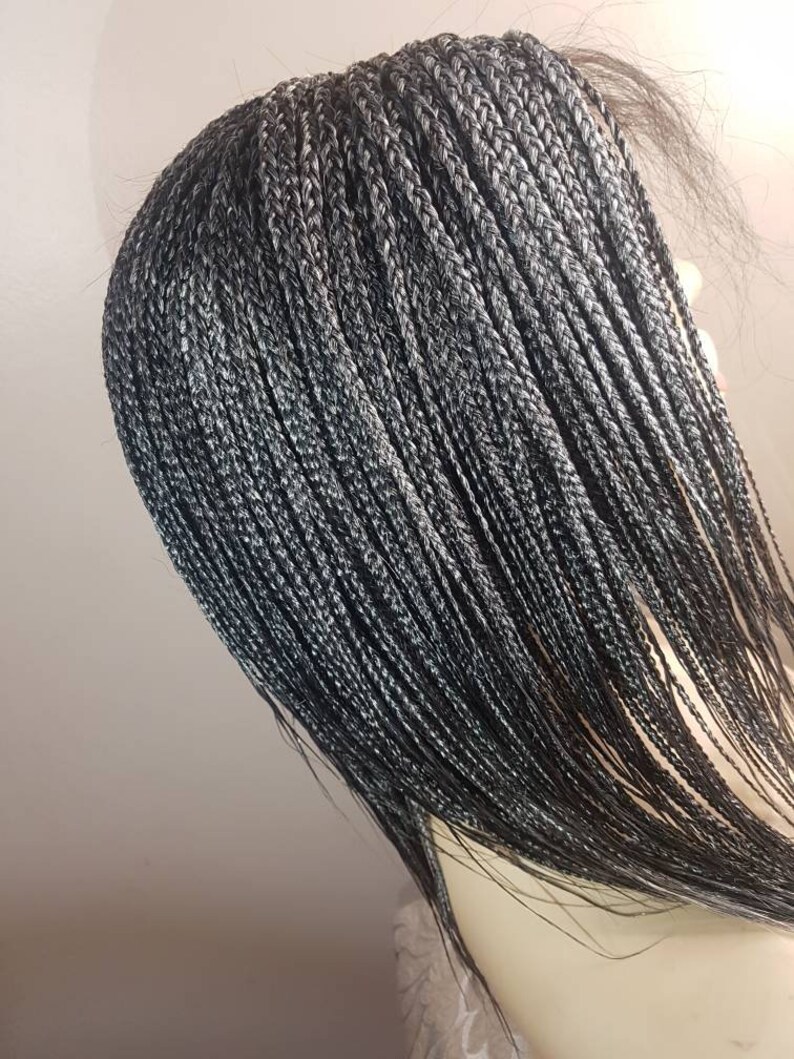 Grey Braided Wig Grey Mix Wig Black and Grey Wig Colour 50 - Etsy