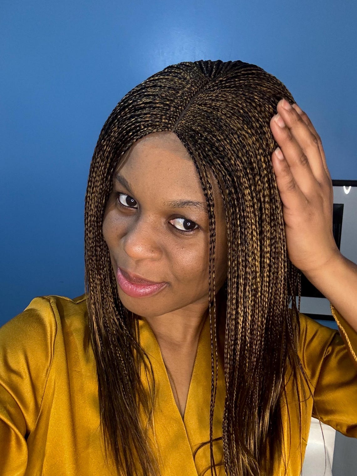 Short Micro Braids Wig, Shoulder Length Wig. 3 Tone Mix, Senegalese ...