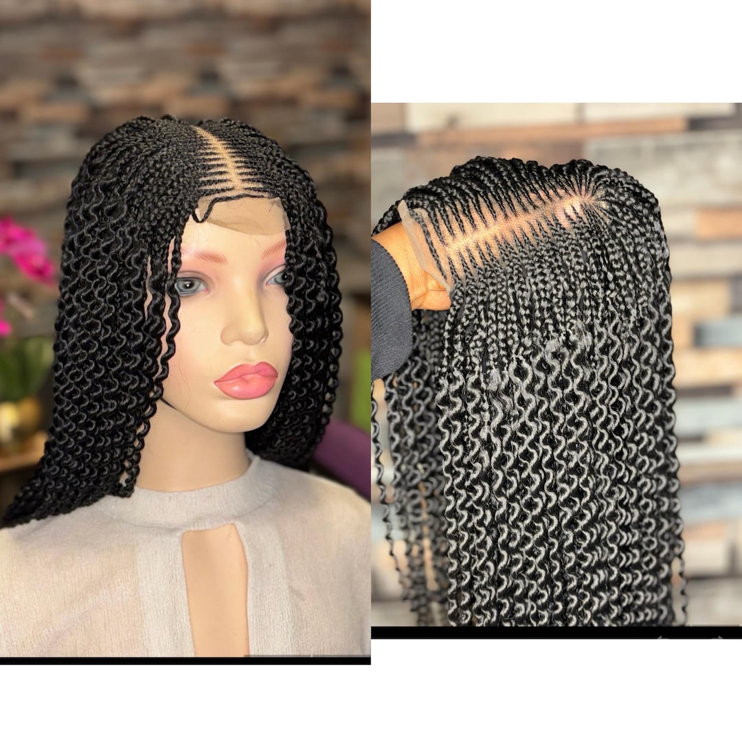 Braided Wigs on Etsy , Hand Made Braided Wig, Closure Wig Curly Braided ...