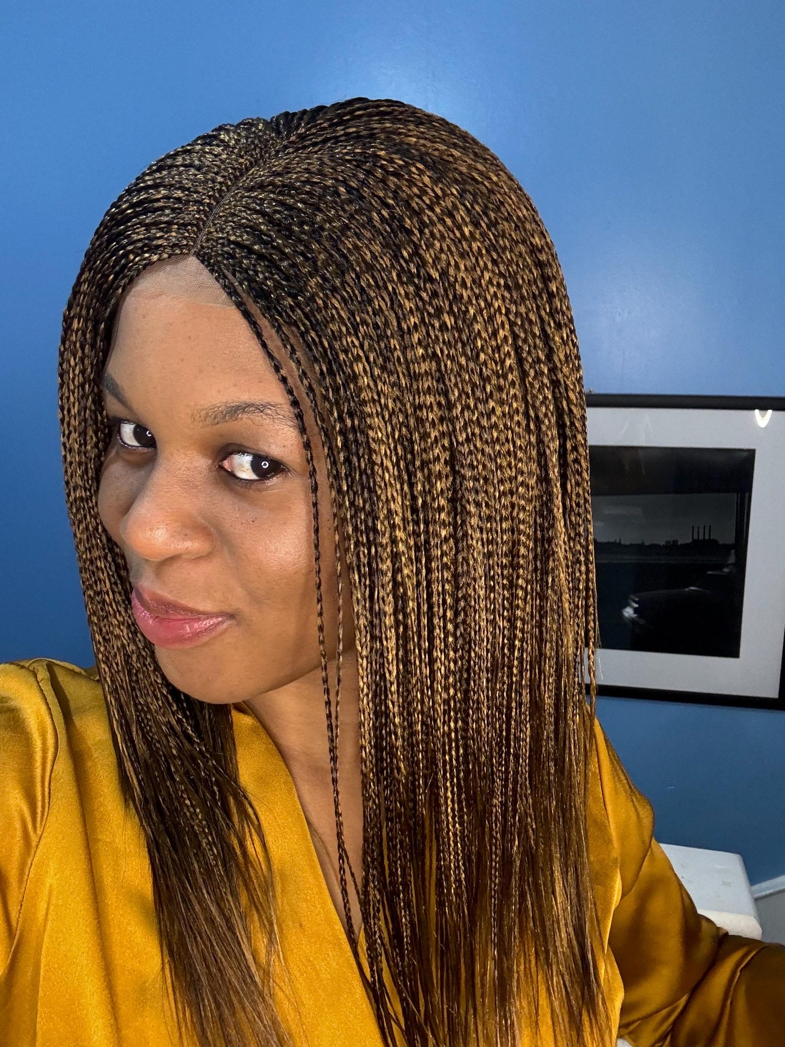 Short Micro Braids Wig, Shoulder Length Wig. 3 Tone Mix, Senegalese ...