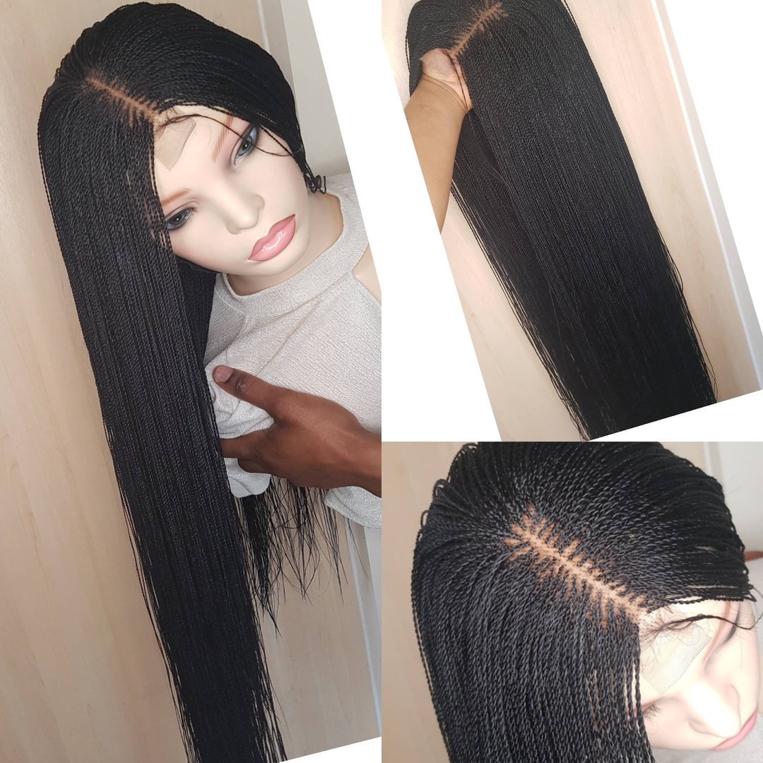 Micro Twist Wig, Black Braided Twist Wig, Blonde and Chestnut Wig, Long ...