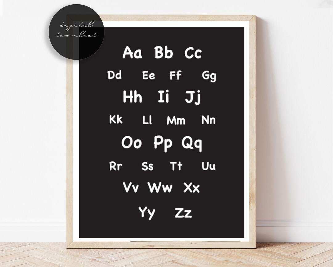 High Contrast ABC Poster, Printable Alphabet Art, Educational Poster ...