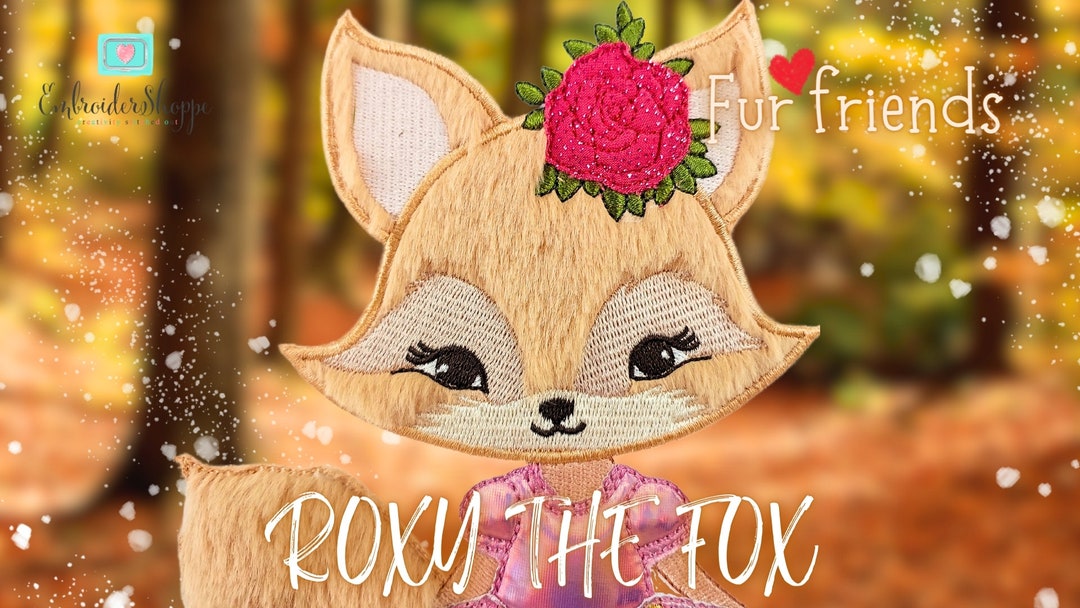 Roxy the Fox 4x6, 3D Puff Fur Hoop Applique Machine Embroidery Design ...