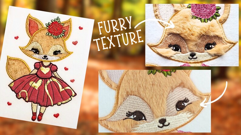 Roxy the Fox Applique, 3D Puff Fur Embroidery Design (6x10) - Etsy