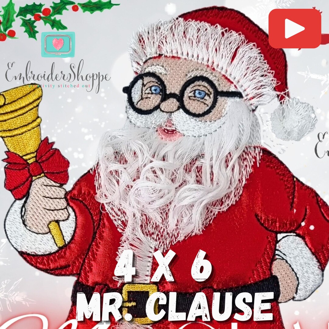3D Mr. Clause 4x6" Hoop Applique Machine Embroidery Design-jump ...