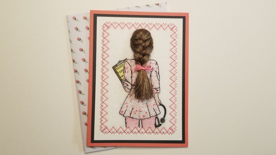 3D Hair Nurse Nelly 4x6 Card Size Hoop Applique Machine Embroidery ...