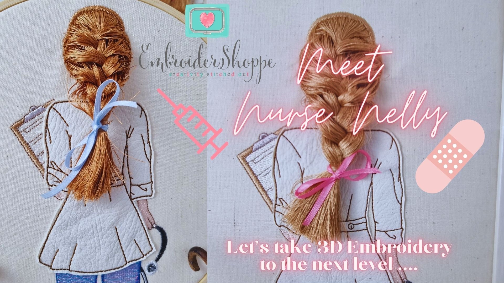 3D Hair Nurse Nelly 5x7 Hoop Applique Machine Embroidery Design-jump ...